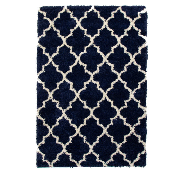 House of Hampton® Tapis bleu marine à motif de treillis Brimmer et Commentaires - Wayfair Canada
